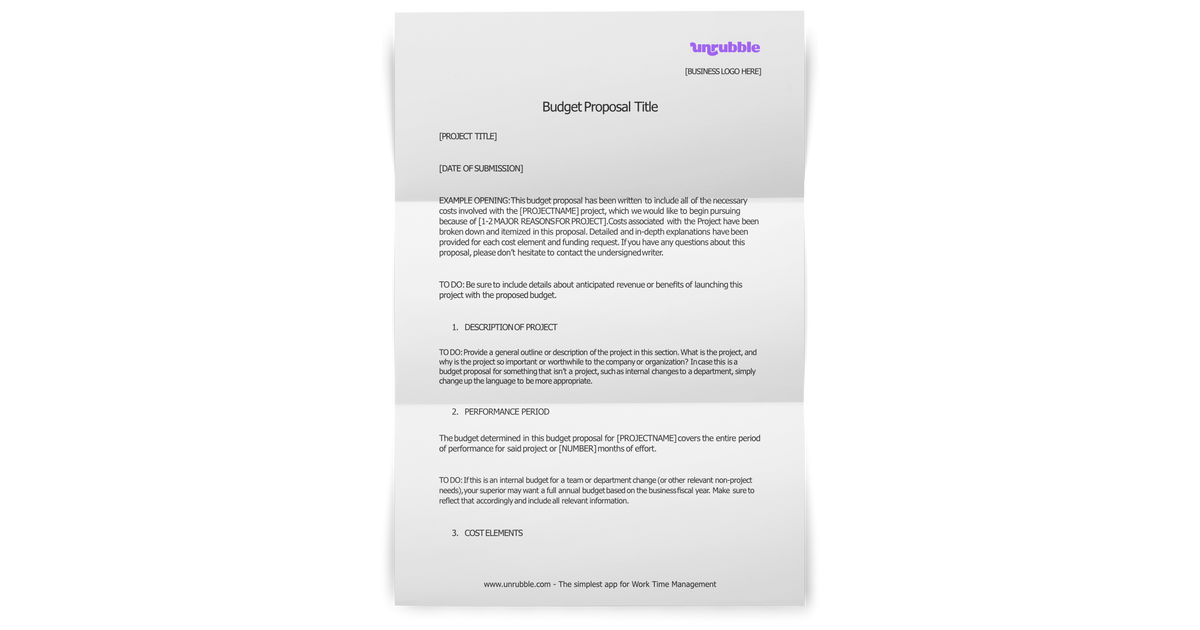 Sample Budget Proposal Template