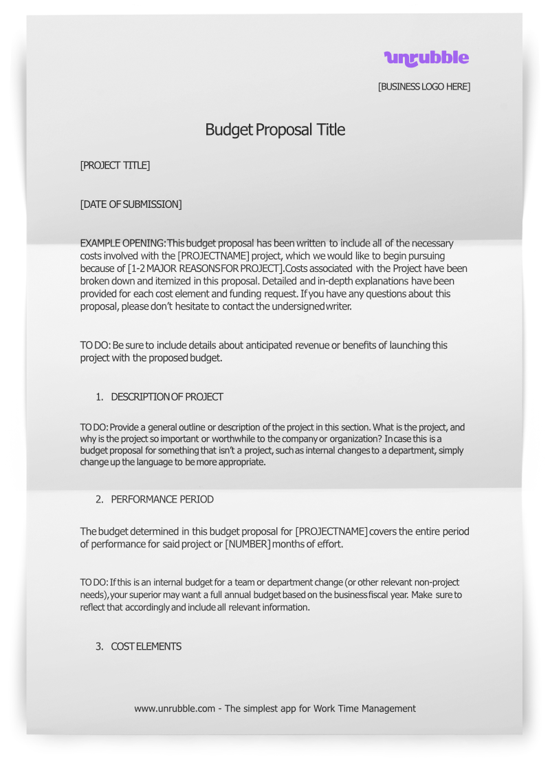 Sample Budget Proposal Template
