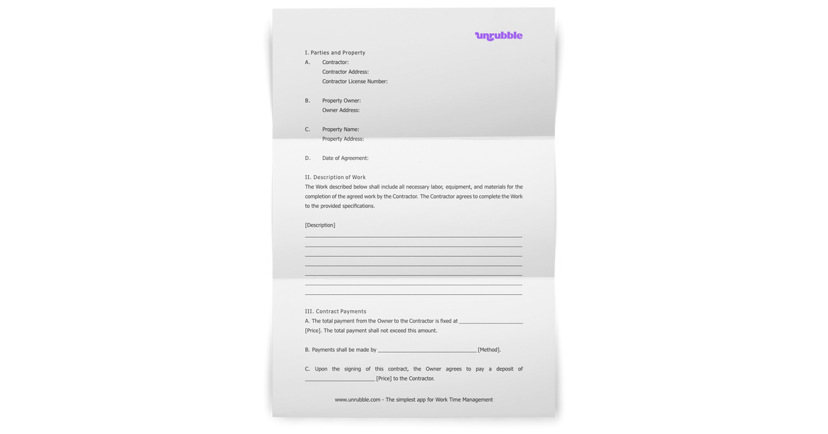 Grab This Free Construction Contract Template Today | Unrubble Templates