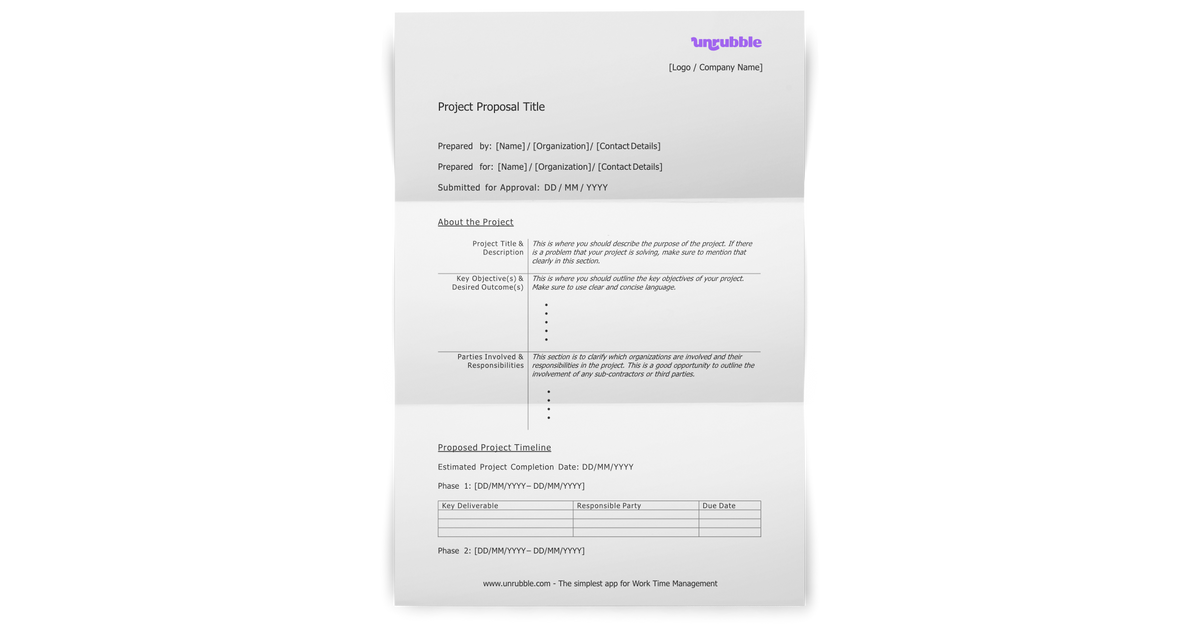 Project Proposal Template: Free Download | Unrubble Templates