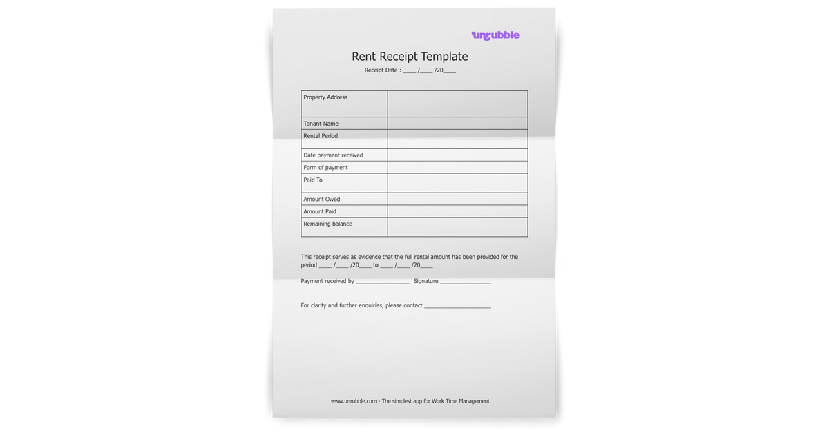 Rent Receipt Template: Simplify Record Keeping | Unrubble Templates